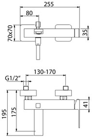 Matně černá nástěnná vanová baterie (2 výstupy) Latus – Sapho