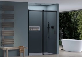 CERANO - Sprchové posuvné dveře Santoro L/P - černá matná, grafitové sklo - 110x195 cm