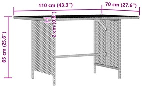 vidaXL Marketos Zahradní jídelní stůl šedý 110 x 70 x 65 cm polyratan