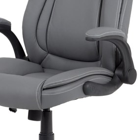 Kancelářská židle, potah šedá ekokůže, černý kovový kříž, houpací mechanismus