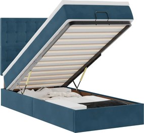 Osmanský rám postele s matracemi tmavě modrá 80x200cm samet 3313581