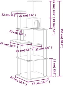 vidaXL Škrabadlo pro kočky se sisalovými sloupky 153 cm [171637] Barva: Tmavě šedá