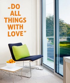 Samolepky na zeď - Do all things with love Barva: Oranžová, Velikost: 60x42 cm