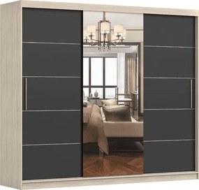 IDZ Šatní skříň ALBA I A se zrcadlem, 250 cm Barva dřeva: Dub Artisan + Černá