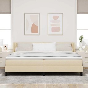Postel s boxspringem s čelo Krémová 200 x 200 cm textil 3340113