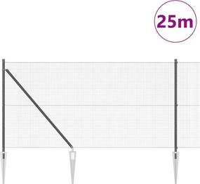 Svařované drátěné ploty s hroty 25 x 1 m Ocel potažená PVC Šedá 3352200