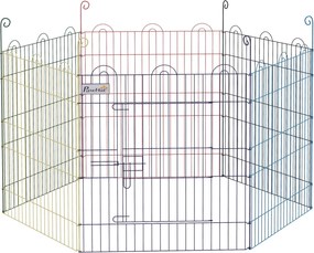 PawHut Ohrada pro štěňata, běžecká dráha pro domácí mazlíčky, 6 kusů 60 cm štěněcí plot, DIY ohrádka, ohrada s dveřmi, kovová, vícebarevná | Aosom