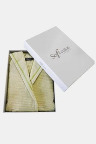 Dámský krátký župan STRIPE s kapucí L Světle zelená
