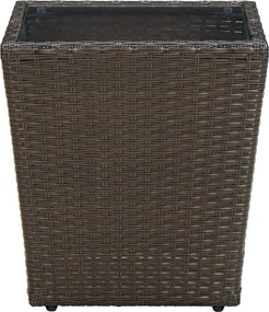 vidaXL Čajový stolek 41,5x41,5x44 cm polyratan a tvrzené sklo [310558] Barva: Hnědá