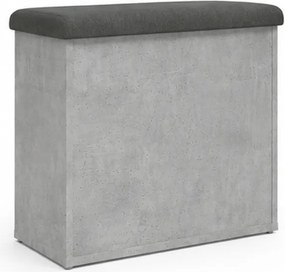 skříňka na boty, botník s polstrováním, lavice, sedací, police, dřevo/látka, 52x63x32 cm, beton šedá/šedá, Dekorino BS20260012