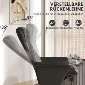 HOMCOM polohovací křeslo s taburetem Otočné TV křeslo s funkcí polohování, TV křeslo s nosností až 150 kg, polohovací křeslo do obývacího pokoje, lož…