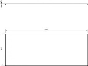 Mexen Uni, pracovní deska 120 cm, šedá matná, 91AXX-1204-464-18-62