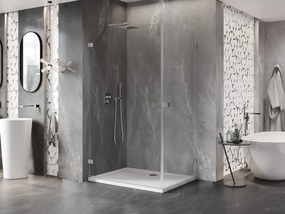 Mexen Lunar-B Duo výklopný sprchový kout 80 x 70 cm, čiré sklo, broušená ocel, 832-080L-070P-97-00