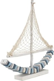 Dřevěná dekorace Boath 45 cm modrá