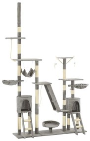 Škrabadlo pro kočky se sisalovými sloupky 230–250 cm šedé 170617
