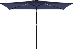 Outsunny slunečník 2,9 × 2,0 m – 24 solárních LED, klika a nastavitelný náklon, kovová tyč, tmavě modrý | Aosom
