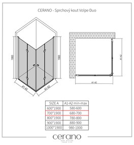 CERANO - Sprchový kout Volpe Duo L/P - černá matná, transparentní sklo - 70x70 cm - skládací