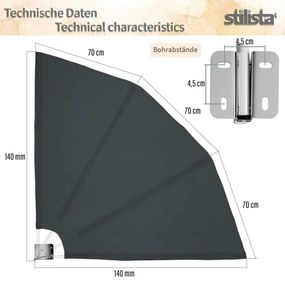 Stilista 91601 STILISTA 2 dílná balkónová zástěna, 140 x 140, červená