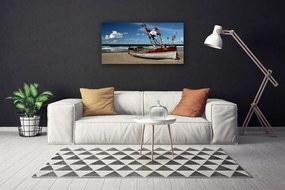 Obraz na plátně Moře Pláž Loďka Krajina 125x50 cm