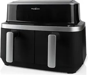 Nedis KAAF320BK černá / Horkovzdušná fritéza / 2x 4.2 l / 2600 W / Čas