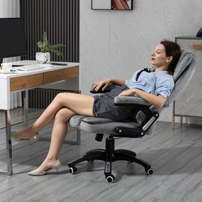 Masážní kancelářské křeslo Vinsetto ergonomické výškově nastavitelné s PU kolečky v šedé barvě pro pohodlnou práci a relaxaci | Aosom.de