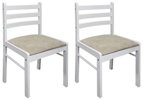 vidaXL Jídelní židle 2 ks bílé masivní kaučukovníkové dřevo a samet
