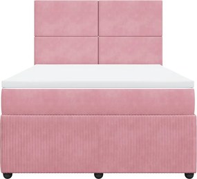 Box spring postel s matrací růžová 140x190 cm samet 3294633