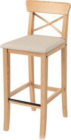 Potah na barovou židli Ingolf s čalouněným sedákem barva béžová látka pletený vzor