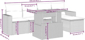 6dílná zahradní sedací souprava s poduškami černá polyratan 3271286