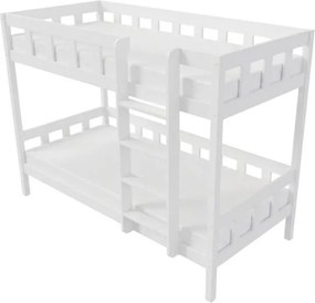 Benlemi Patrová postel PLOTTY s žebříkem 90x200 cm Zvolte barvu: Bílá, Zvolte šuplík: Bez šuplíku, Zvolte stranu: Vpravo