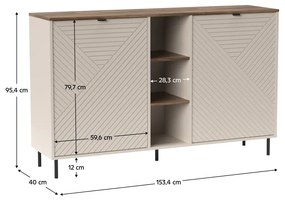 Kondela Komoda s policemi, kašmír/dub castello, EYCO 2D