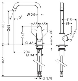 Hansgrohe Focus M41, dřezová baterie Focus, EcoSmart, vzhled nerezový 31821800