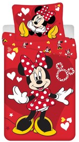 Jerry Fabrics Bavlněné povlečení 140x200 + 70x90 cm - Minnie "Red heart"