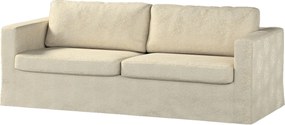 Potah na pohovku IKEA  Karlstad 3-místná, nerozkládací, dlouhý barva béžová látka lesklé, pletený vzor, vzorované
