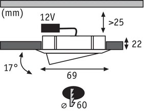 Paulmann 98474 Bodovka kulatá výklopná, 1x20W, kartáčovaná ocel