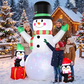 Outsunny Nafukovací vánoční sněhulák, 243 cm, s barevným LED světlem, na venkovní použití