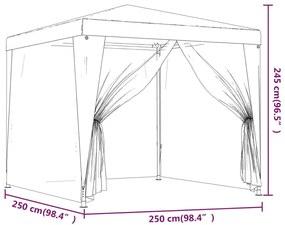 vidaXL Marketos Party stan se 4 bočními stěnami ze síťoviny 2,5 x 2,5 m bílý