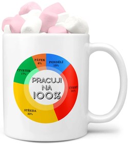 Hrnek Pracuji na 100% (Náplň hrníčku: Marshmallow)