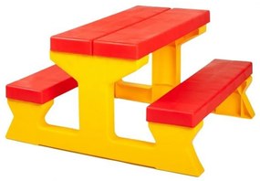 Dětský zahradní nábytek - Stůl a lavičky Žluto-červený Barva: Červená