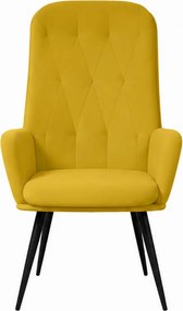 relaxační křeslo, odpočinkové, dřevo/kov/samet, 96x69x78 cm, nohy černé/žlutá, Dekorino KR20260068