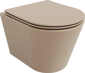 Mexen Rico WC mísa Rimless s pomalu sklápěcím slim sedátkem, duroplast, cappuccino mat - 30724064