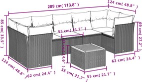 8dílná zahradní sedací souprava s poduškami černá polyratan 3223507