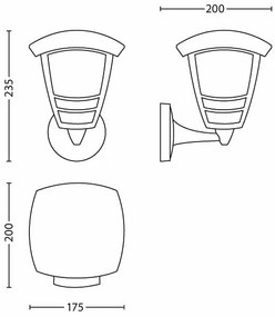 Philips 15380/30/16 - Venkovní nástěnné svítidlo MYGARDEN CREEK 1xE27/60W/230V IP44