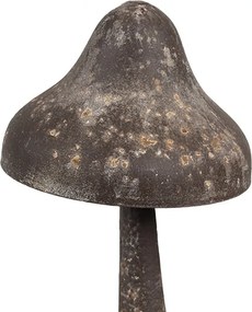 Hnědá antik plechová dekorace houba - Ø 14*27 cm