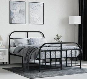 vidaXL Kovový rám postele s hlavovým a nožním čelem 120 x 200 cm [353651] Barva: Černá