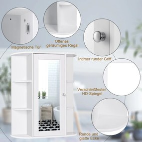 Costway Nástěnná zrcadlová skříňka se zrcadlovou úložnou skříňkou do koupelny