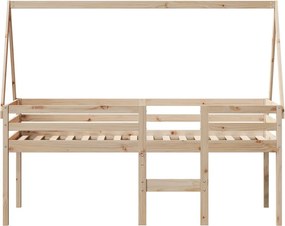 Patrová postel se střechou 75 x 190 cm masivní borové dřevo 3282101