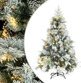 vidaXL Vánoční stromek s LED zasněžený s šiškami 150 cm PVC a PE [3094560]