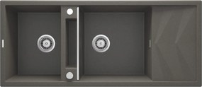 Deante Magnetic, 2-komorový granitový dřez s odkapávačem 1160x500x224 mm, antracitová metalíza, DEA-ZRM_T213