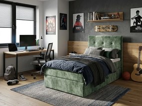 Čalouněná postel boxspring DIRELIS VIBE 90x200 cm tmavě zelená Matrace: Matrace Bonell pružinová